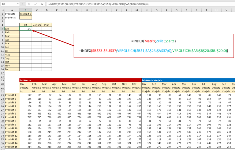 Das Dreamteam aufgebohrt: INDEX + VERGLEICH mit mehreren Kriterien ...