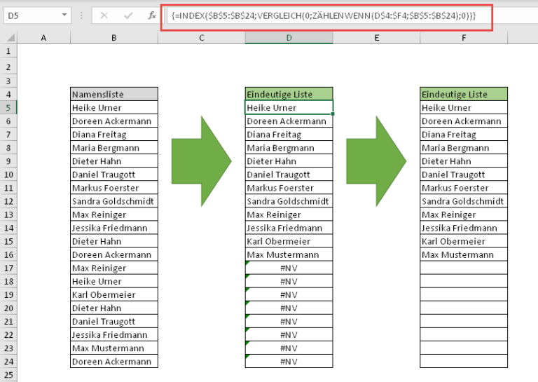 Liste nur mit eindeutigen Werten erstellen | Der Tabellenexperte