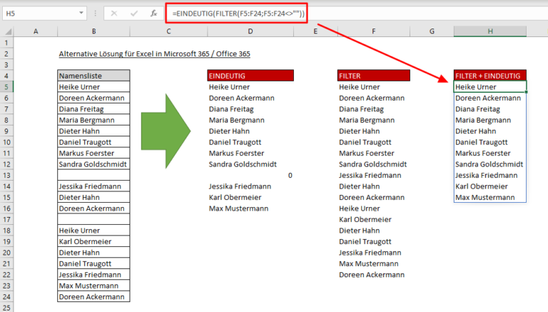 Liste nur mit eindeutigen Werten erstellen | Der Tabellenexperte