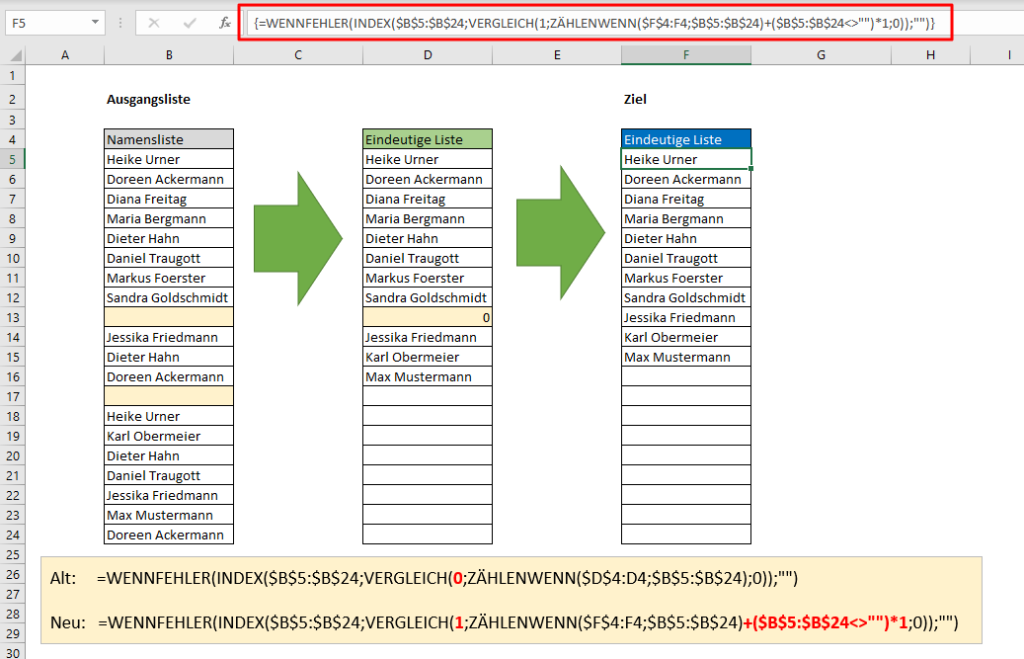 Liste nur mit eindeutigen Werten erstellen | Der Tabellenexperte