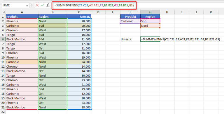 Summe mit mehreren Bedingungen innerhalb eines Felds | Der Tabellenexperte