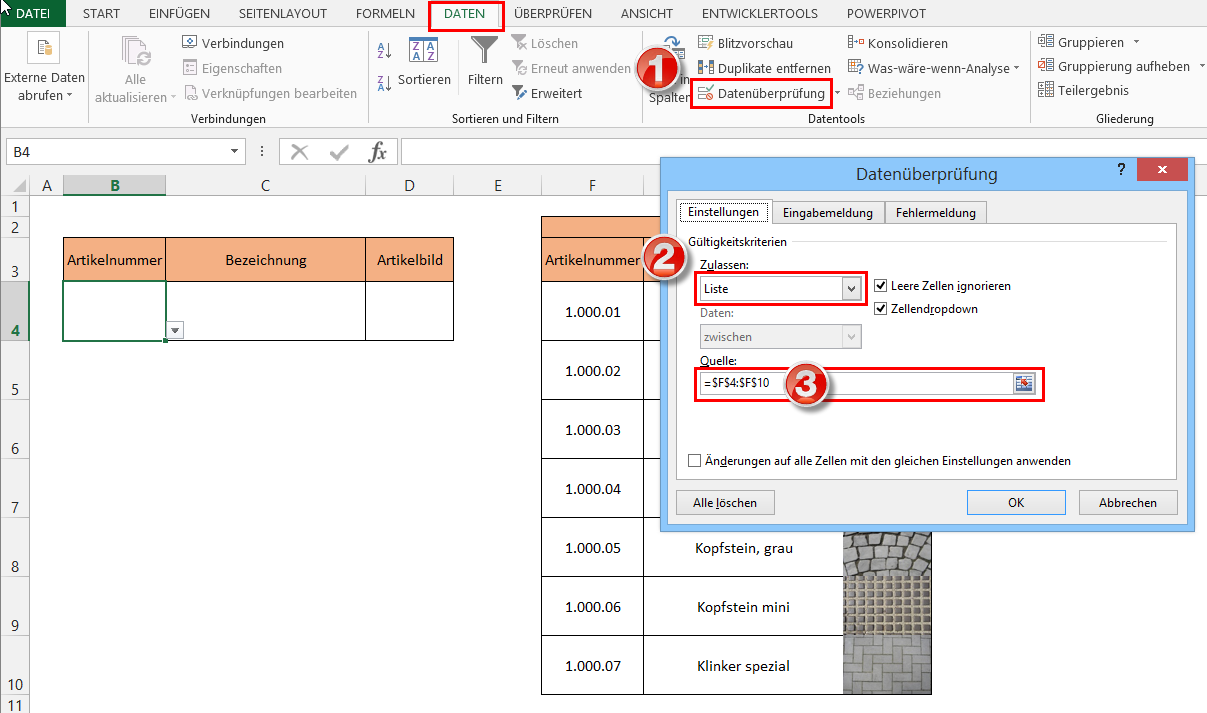 Bildauswahl per Dropdown-Liste | Der Tabellenexperte