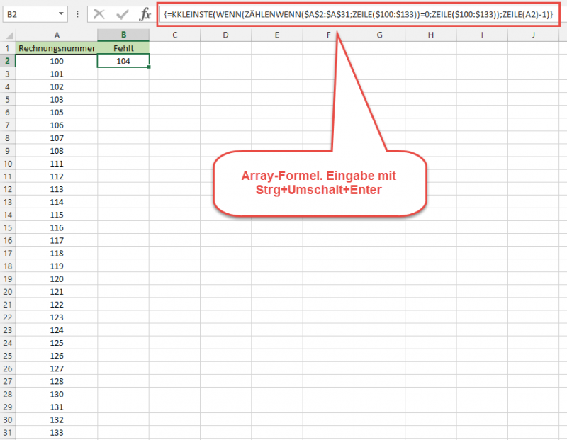 Fehlende Zahlen in einer Liste finden | Der Tabellenexperte